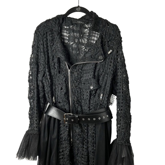 AKIRA | Tops | Akira Avant Garde Black Tulle Lace Zip Overlay Duster ...